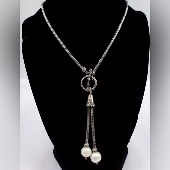 Jewelry | 925 Silver18k Wheat Chain Toggle Front Clasp Necklace W Pearl ...
